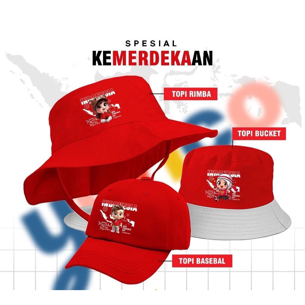 Jual TOPI MERAH PUTIH TOPI ANAK AGUSTUSAN SPESIAL KEMERDEKAAN KARAKTER ...
