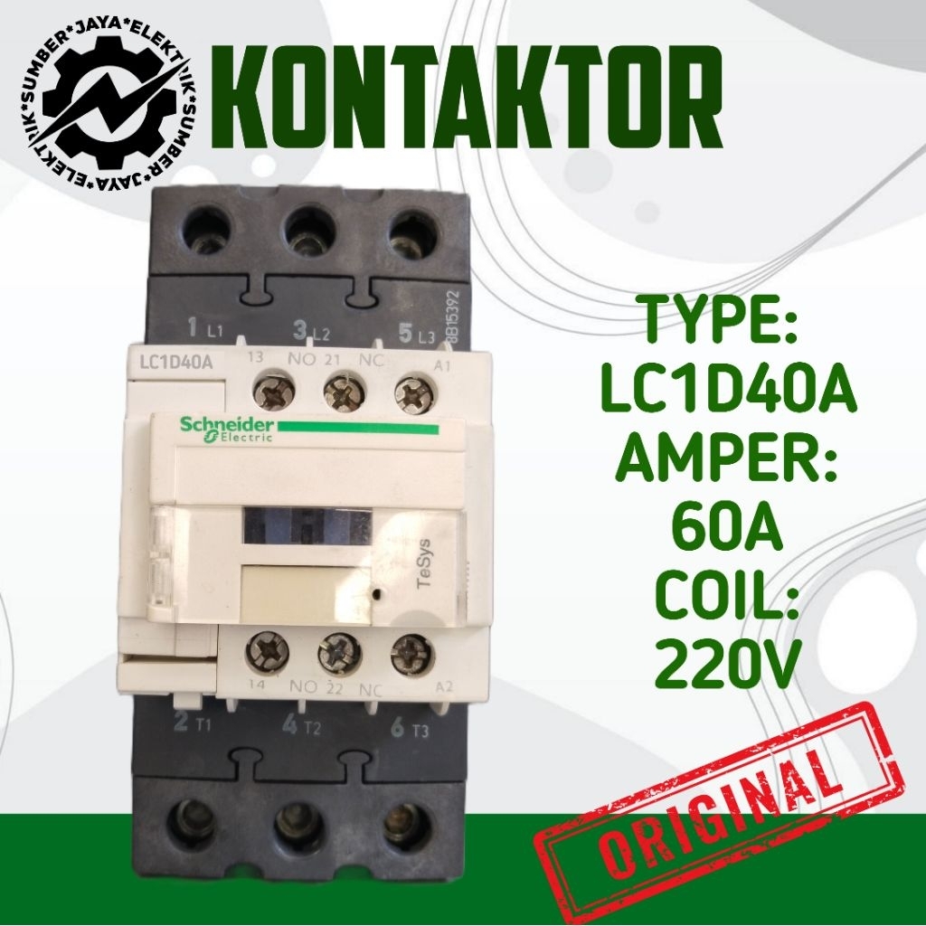 Jual KONTAKTOR CONTACTOR LC1D40A 60A 220V SECOND ORIGINAL DI JAMIN ...