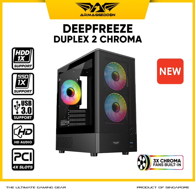 Jual Casing PC Gaming Armaggeddon Deep Freeze Duplex 2 Chroma Micro ATX with 3x Fan RGB Built In ...
