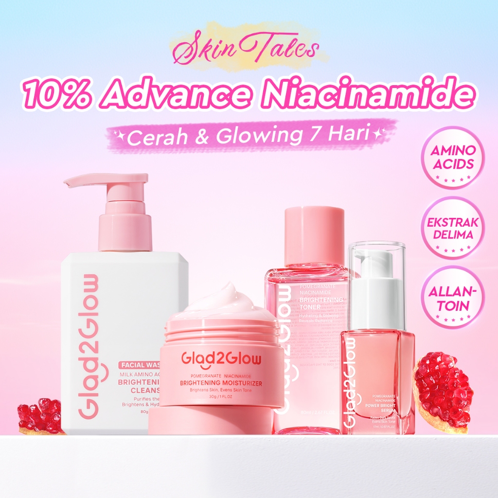 Jual [ Paket Hemat Putih Wajah ]Glad2Glow Cerah Glowing 4PCS bundle all ...