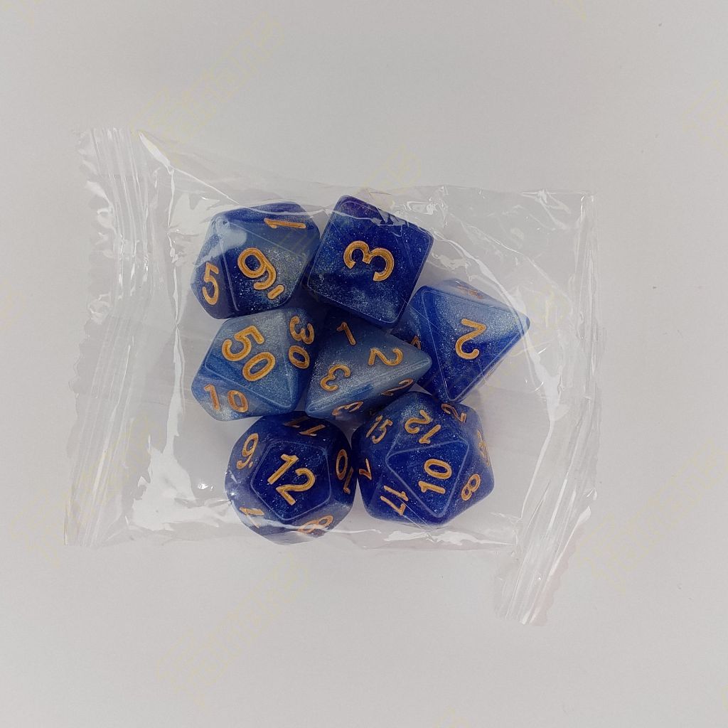 Jual Dadu/Dice DND Polyhedral set isi 7 (Starry Double Blue and White ...