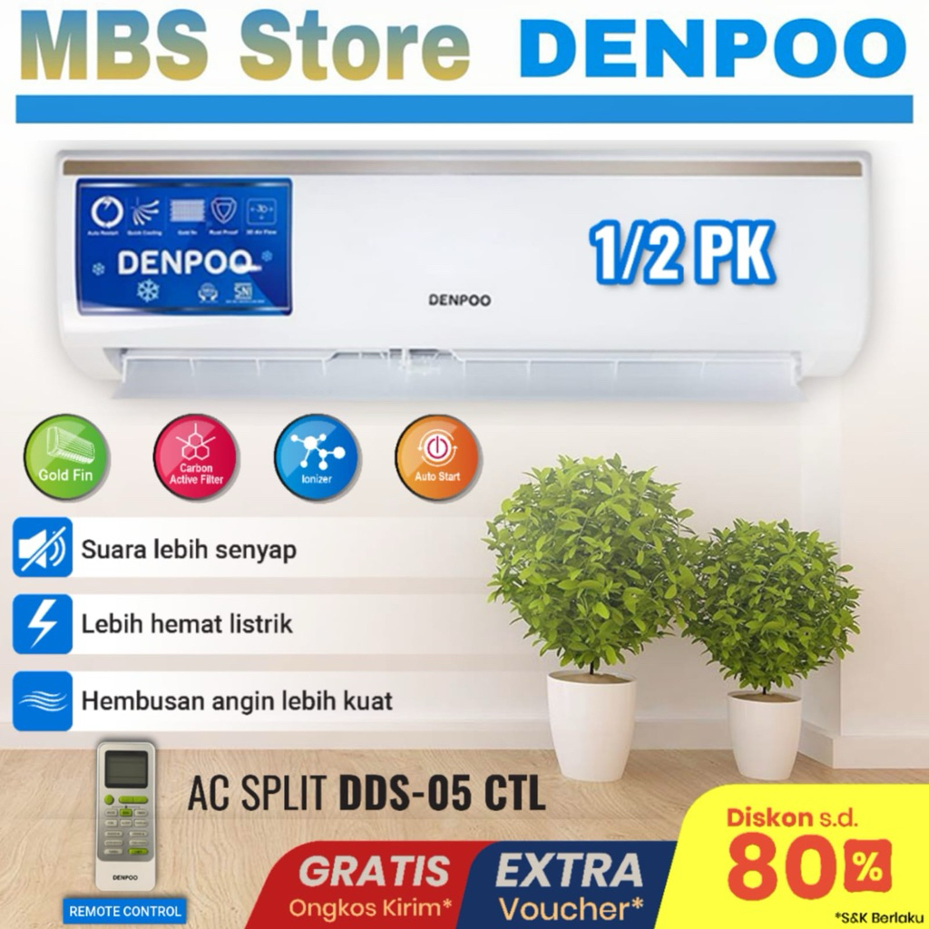 Jual AC 1/2 PK Denpoo AC DDS 05 CTL | Shopee Indonesia