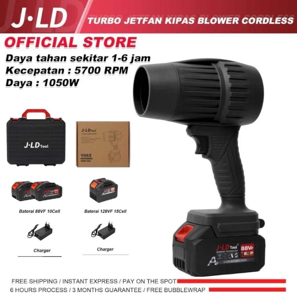 Jual JLD Turbo Fan 1050W jet fun Cordless 128vf 88vf lithium-ion High ...