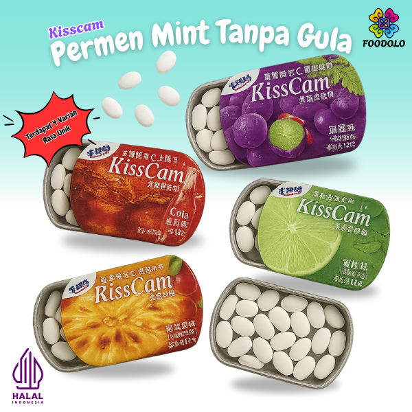 Jual Permen Mint Tanpa Gula Sugar Free KissCam Banyak Rasa Buah Bebas ...
