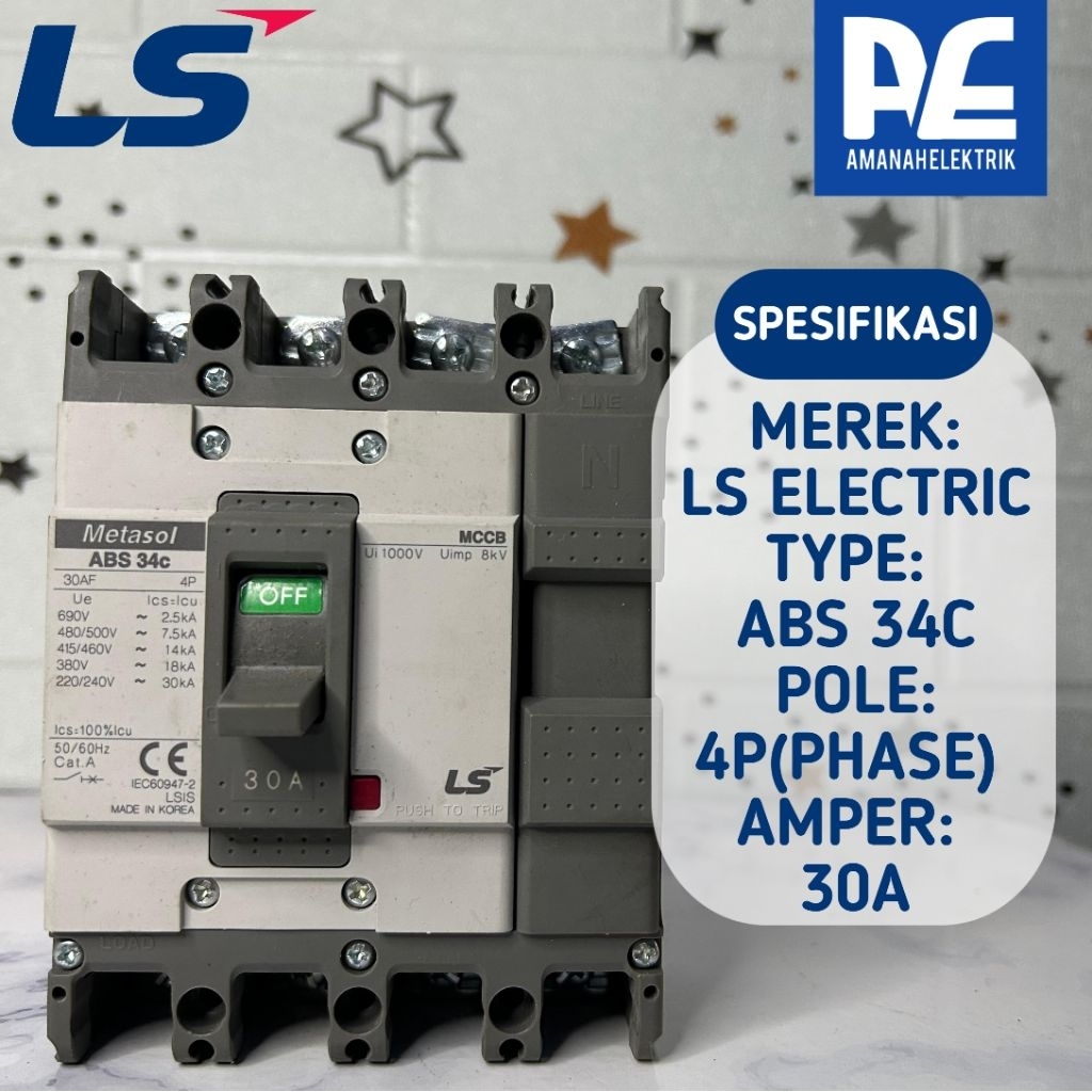 Jual MCCB BREAKER LS ELECTRIC ABS 34C 4 PHASE 30A SECOND ORIGINAL ...