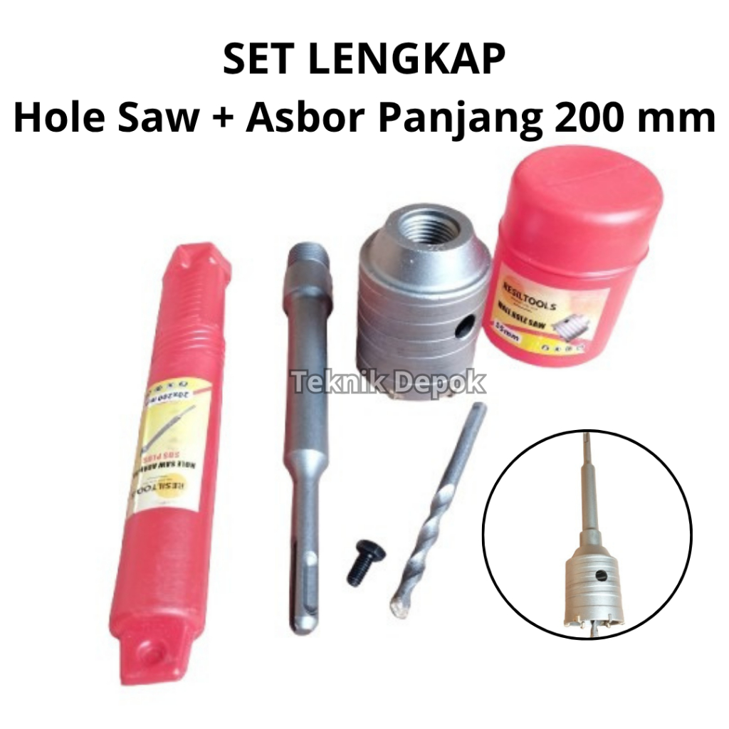 Jual SET Lengkap Hole Saw Beton 50 mm x 200 mm Hollow Saw HEAVY DUTY ...