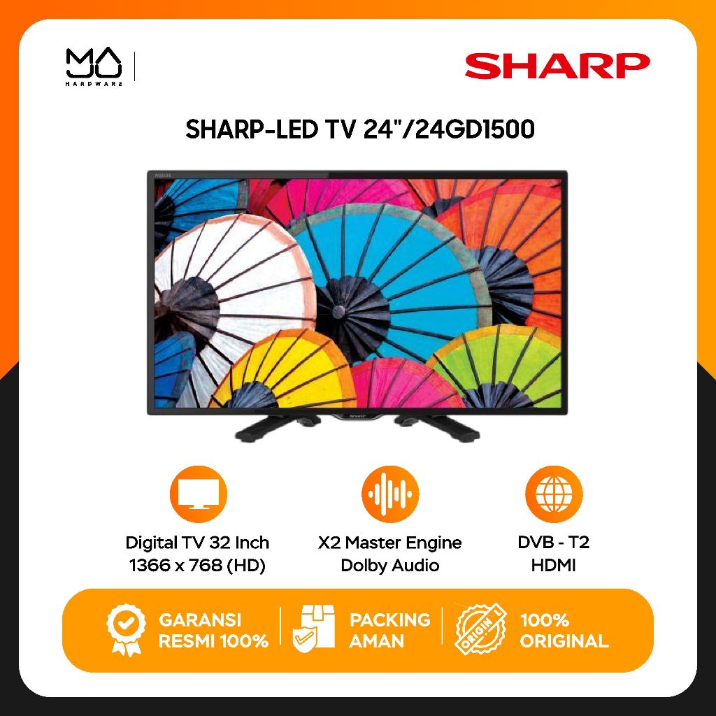 Jual SHARP TV LED HD 24 inch SHARP Digital 24GD1500 USB Movie HDMI DVB-T2 - Garansi Resmi ...