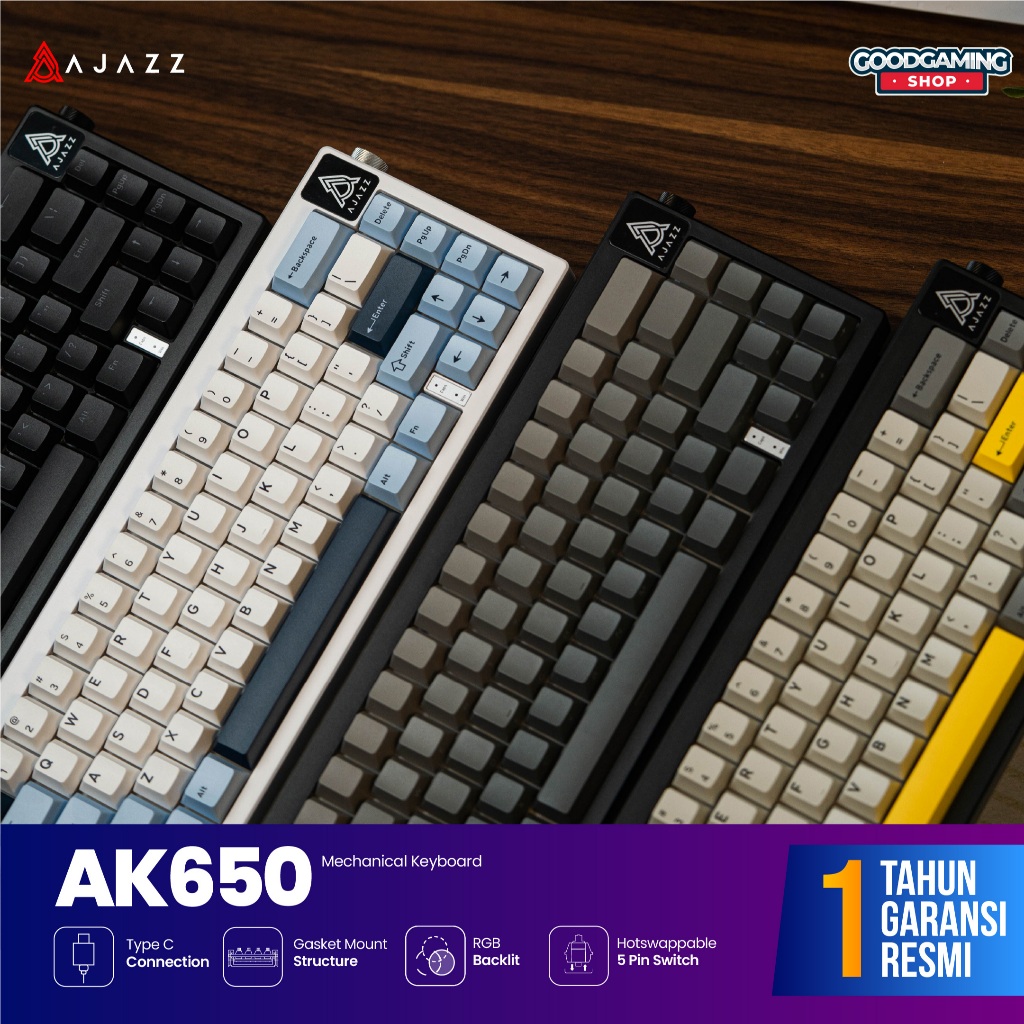 Jual AJAZZ AK650 / AK-650 Wired Mechanical Keyboard PBT Keycaps GASKET ...