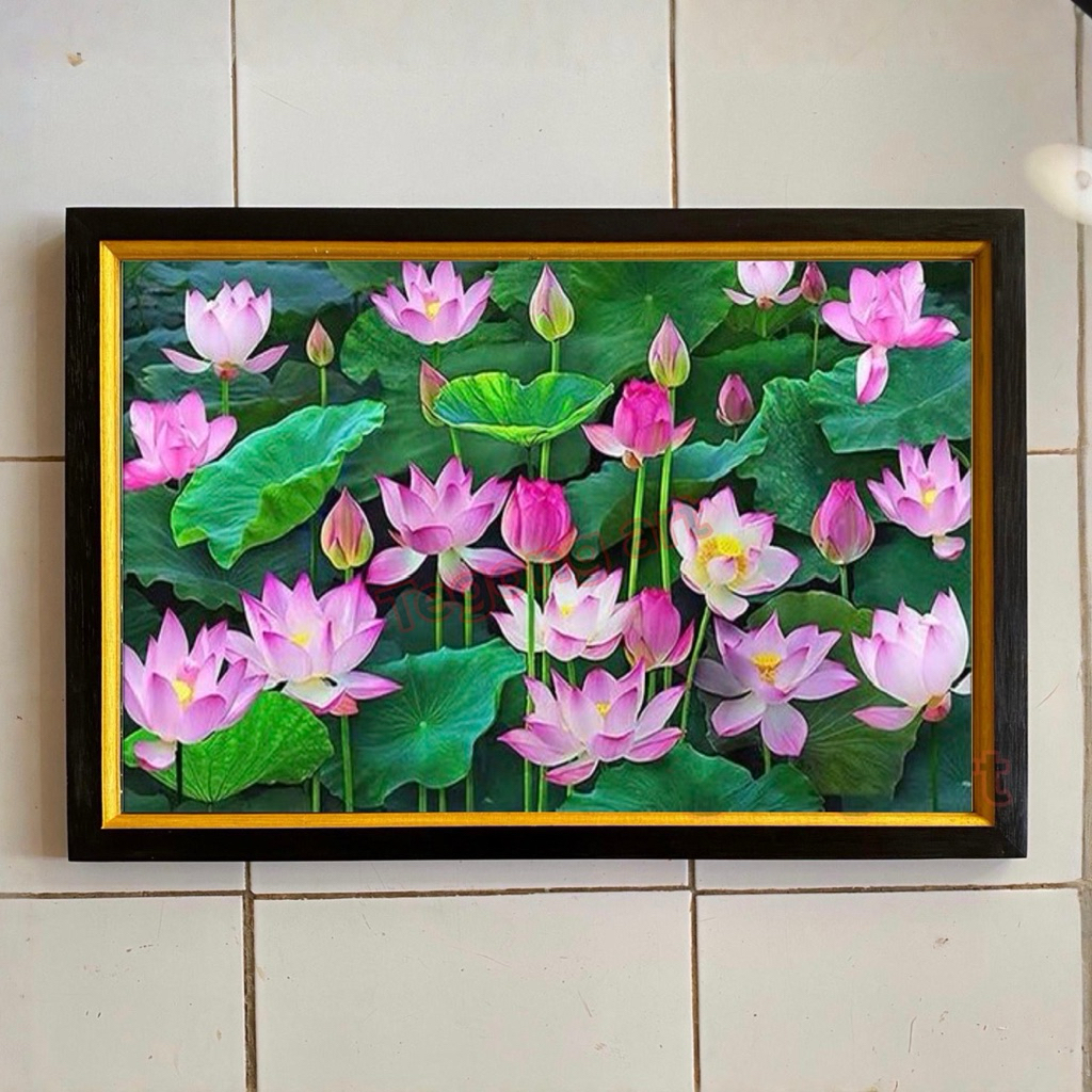Jual hiasan dinding cetak gambar bunga teratai simpel elegan plus ...