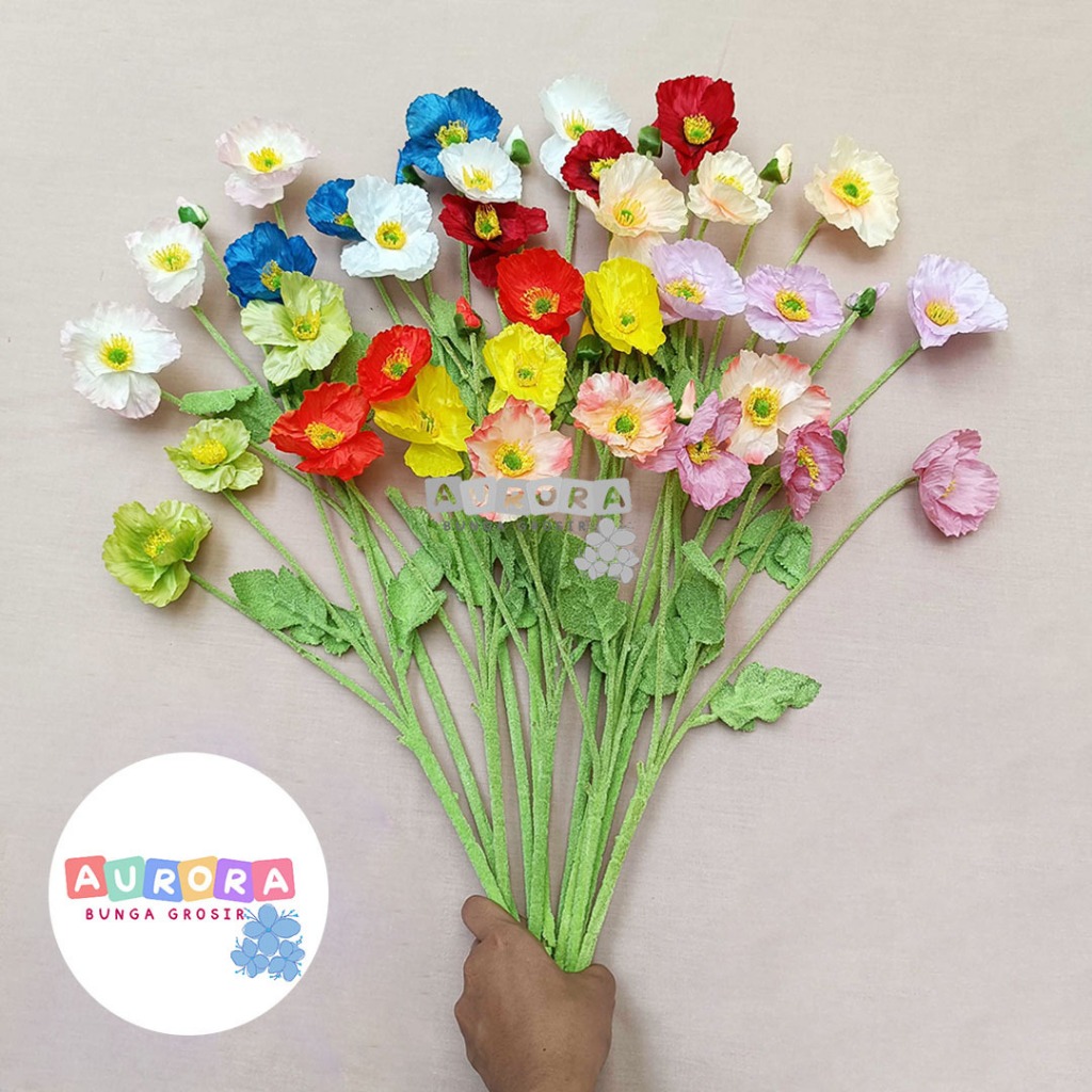 Jual Artificial Poppy Flocking Premium Bunga Palsu Daisy Plastik ...