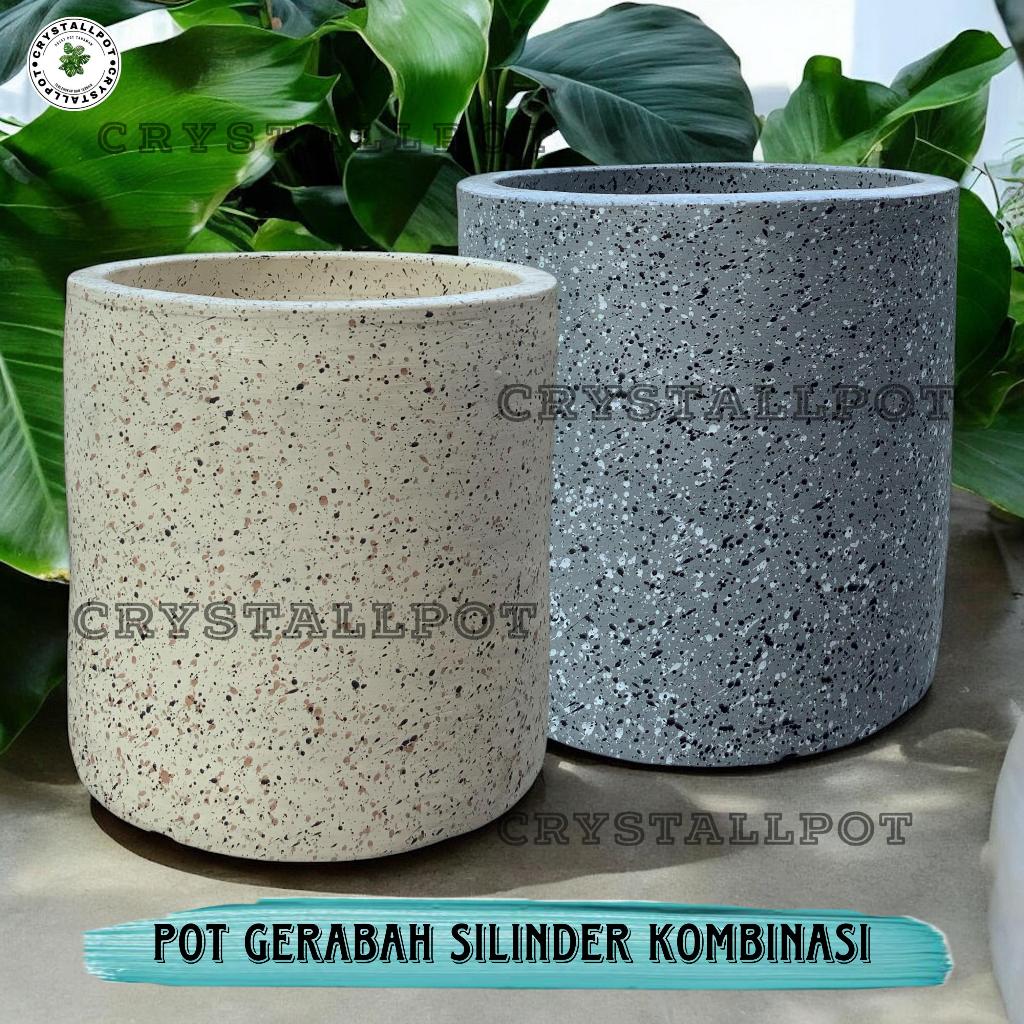 Jual POT BUNGA GERABAH TANAH LIAT SILINDER KOMBINASI D30 T30 - GERABAH ...