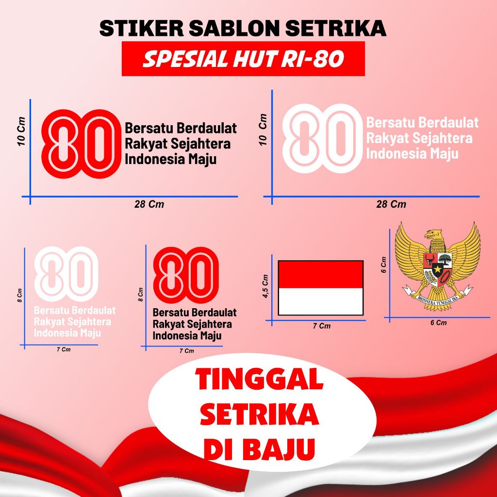 Jual Sablon Setrika Logo HUT RI ke 80 Tinggal Setrika untuk kaos ...