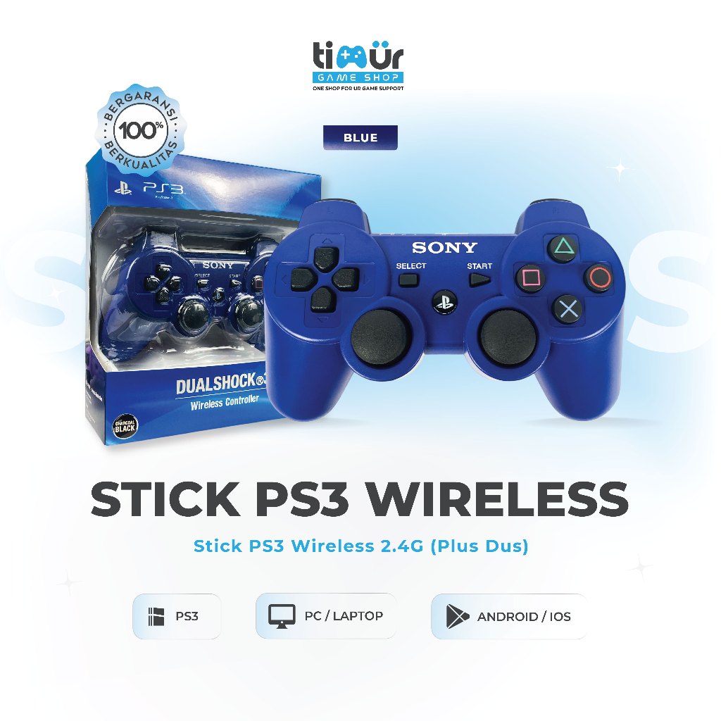 Jual Stik Stick PS3 Wireless Original Pabrik Warna Biru | Shopee Indonesia