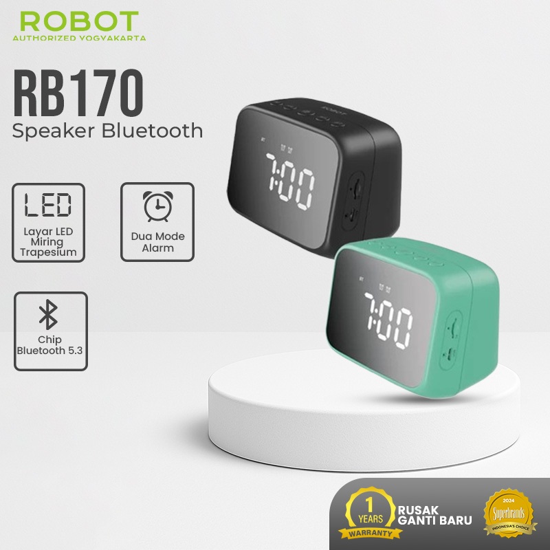 Jual ROBOT Speaker Bluetooth 5.3 Dual Smart Alarm Mode 1200mAh dengan ...