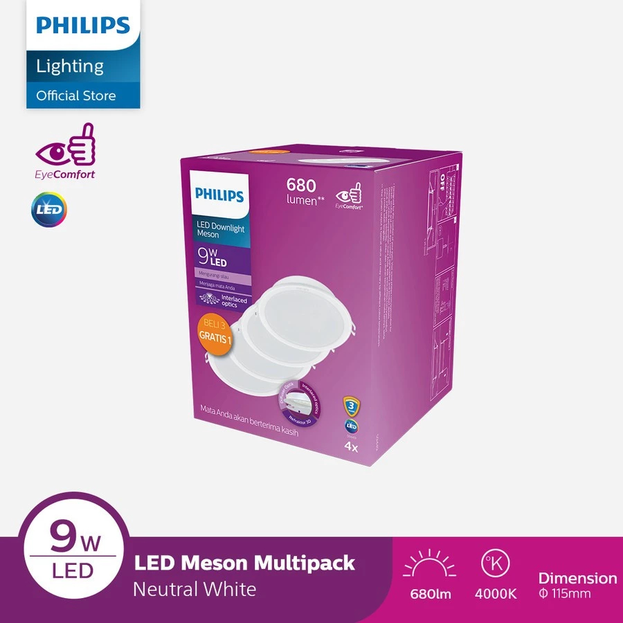 Jual Philips Downlight Multipack 59449 MESON G5 105 9W 4000K Semi Putih | Shopee Indonesia