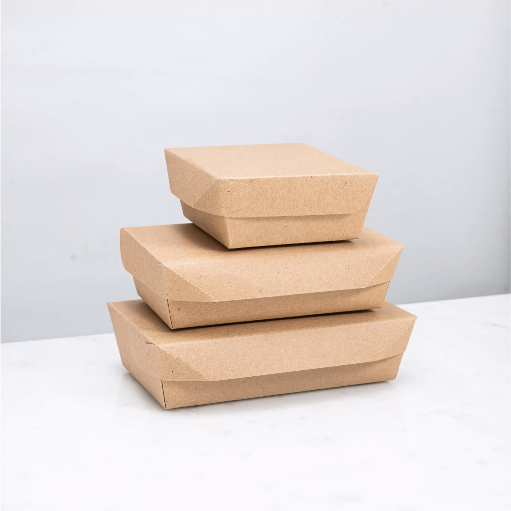 Jual Kotak Makan Paper Lunch Box Tray Coklat Kraft & Putih Ivory isi ...