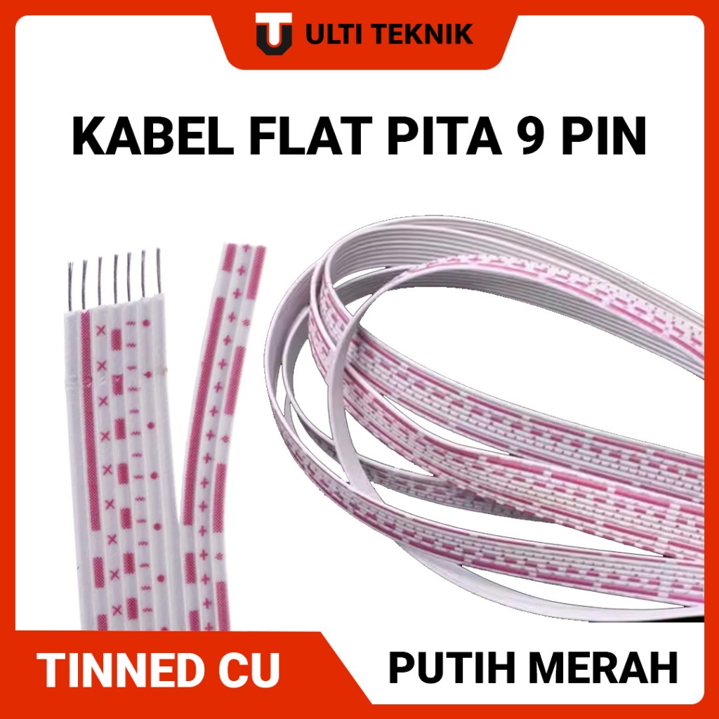 Jual Kabel Flat Pita 9 Pin Serabut Putih Tinned CU Warna Putih Merah ...
