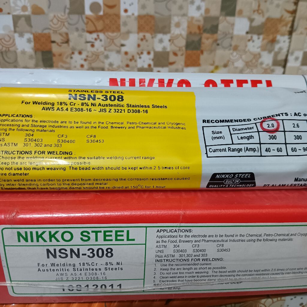 Jual Nikko Steel NSN-308 Kawat Las Stainless ∅ 2.0 x 300 mm ( 1 Kg ) | Shopee Indonesia