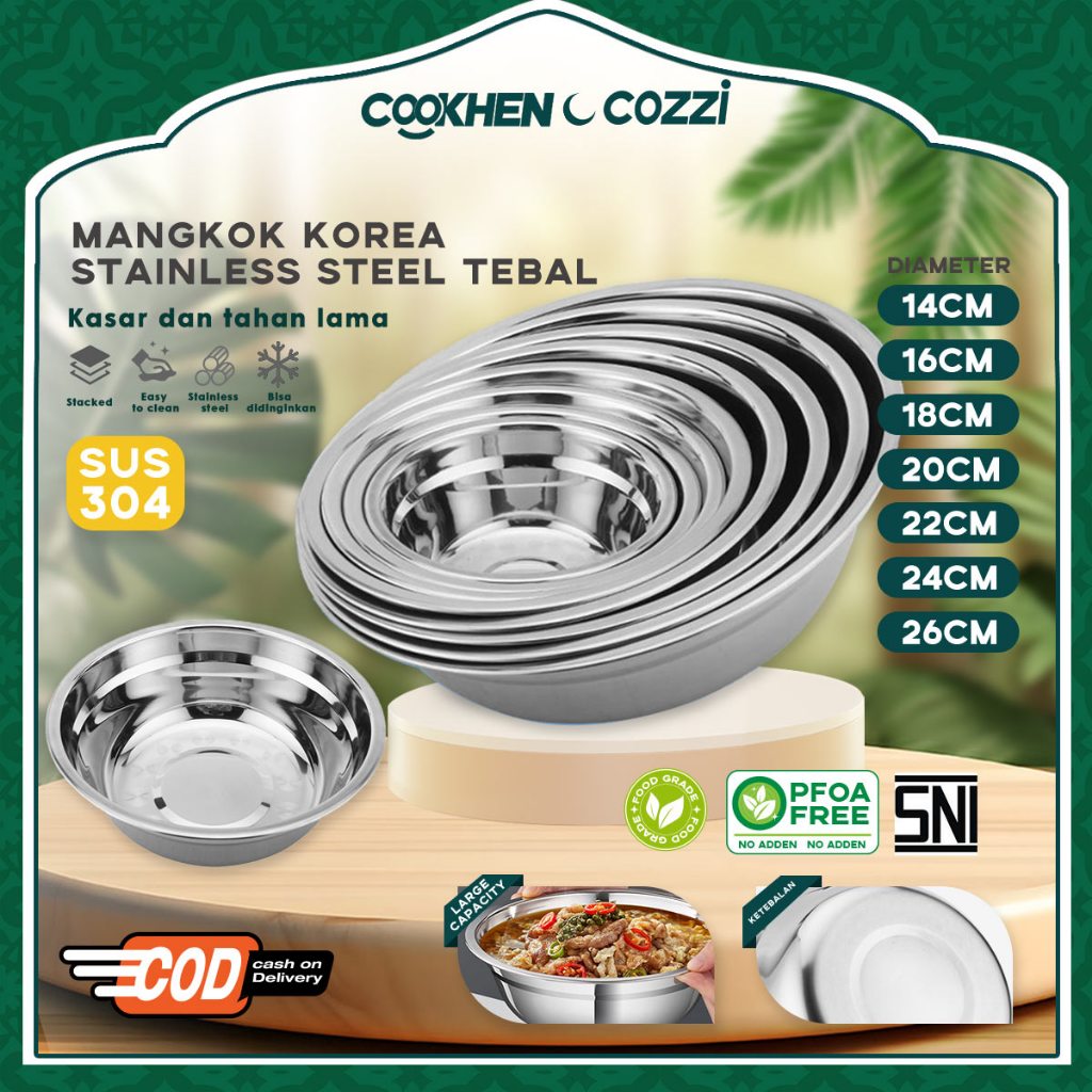 Jual Cookhen Mangkok Baskom Stainless Bagus Tebal Baskom Bowl Tempat ...