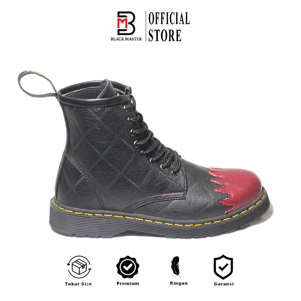 Jual Black Master Sepatu Boots Pria 8 Hole Motif Kombinasi Dockmart Tg ...
