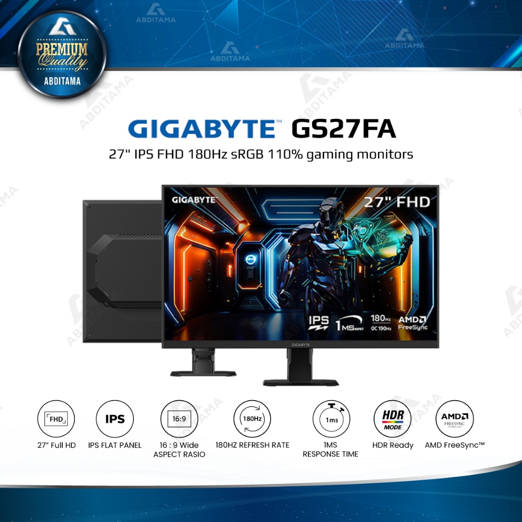 Jual Monitor LED Gigabyte GS27FA 27" IPS 1080p FHD 180Hz HDMI 2.0x2 DP ...