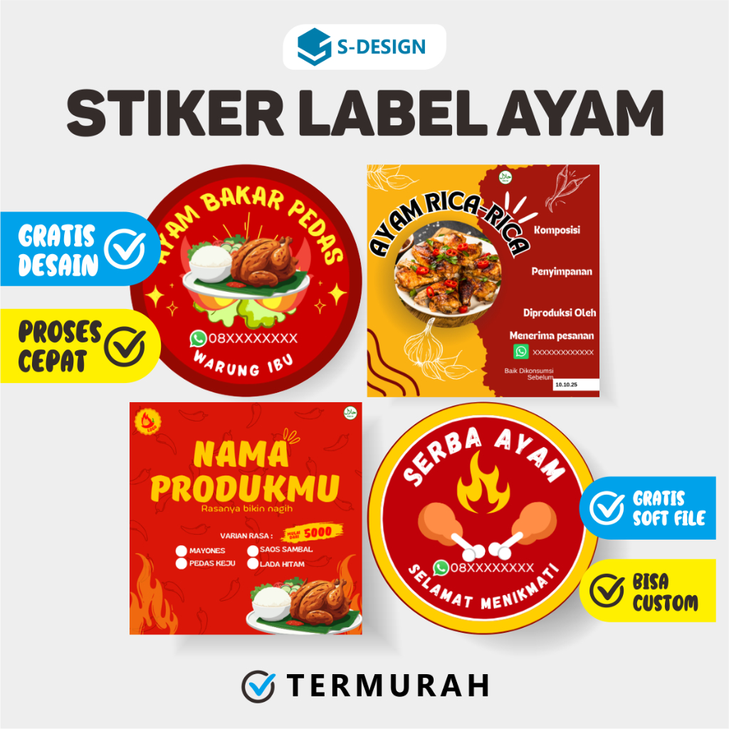 Jual STIKER LABEL AYAM TERBAIK SDESAIN / STIKER / LABEL / AYAM / STIKER ...