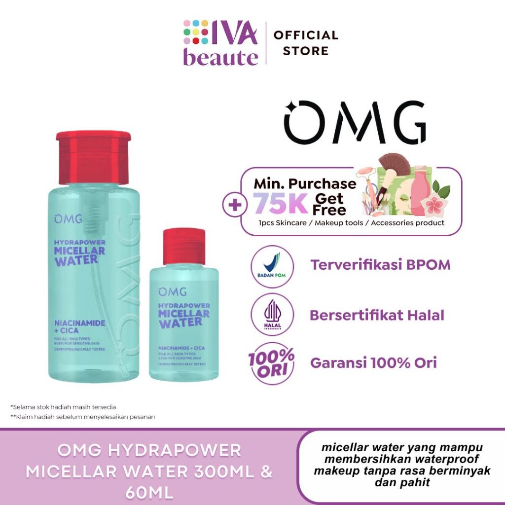 Jual OMG OH MY GLOW HydraPower Micellar Water 65 Ml & 300 Ml with ...