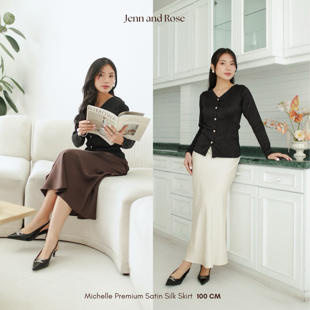 Jual [JENN&ROSE]Michelle Premium Satin Silk Skirt - Midi to Maxi Lenght ...
