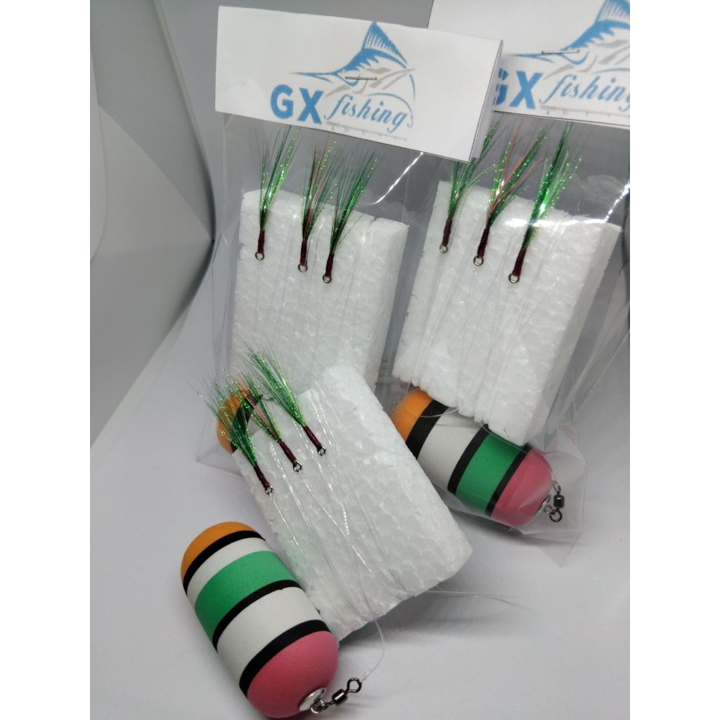 Jual 1 set rangkaian casting sabiki pelampung gt killer isi 3 mata kail ...