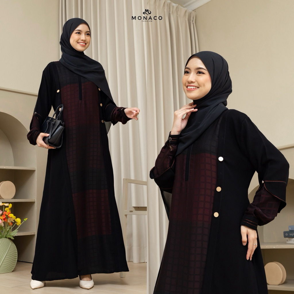 Jual Neira Dress | Gamis Muslimah Premium Kombinasi Motif Modern ...