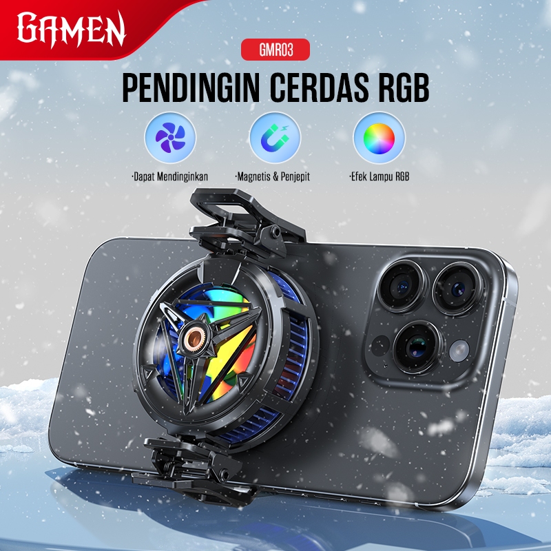 Jual GAMEN GMR03 Pendingin HP Gaming Magnetic Clip Fan Cooler RGB Kipas ...