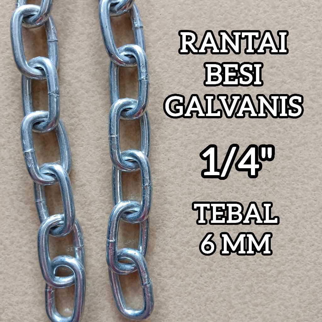 Jual RANTAI BESI KAPAL BERAT GALVANIS 1/4 INCH 6MM / RANTAI BESI SEDANG ...