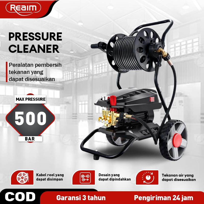 Jual Reaim Jet Cleaner 500Bar 800W Dengan pengukur tekanan 7M selang ...