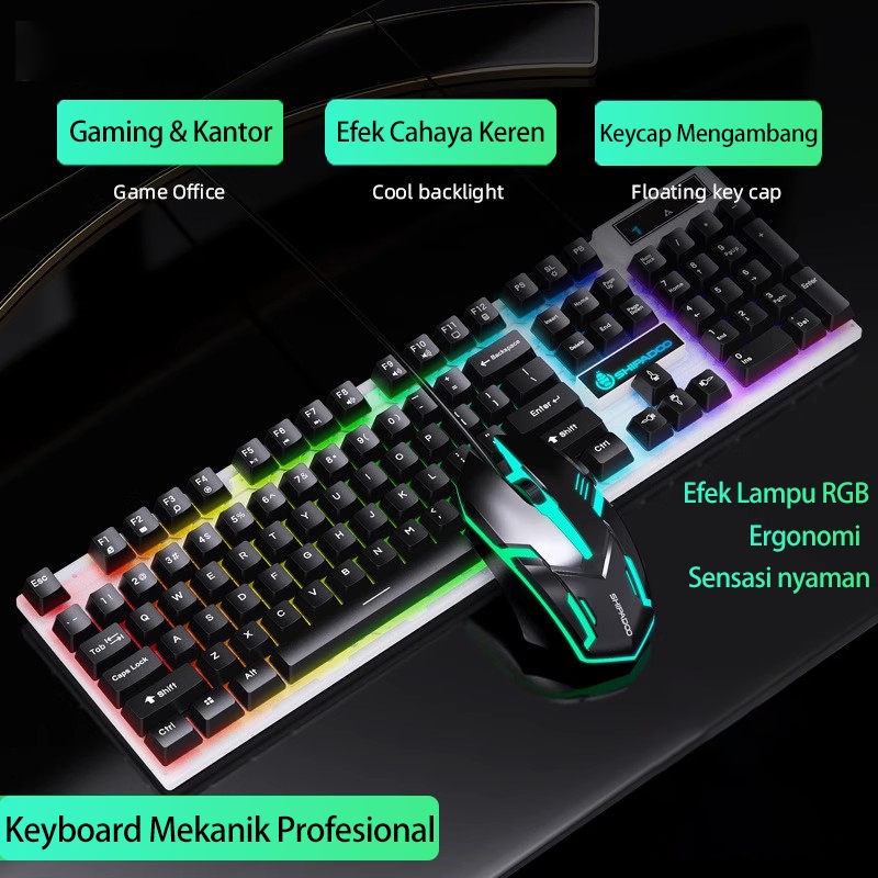 Jual Kombo Keyboard & Mouse Gaming RGB – Mechanical Keyboard 104 Keys ...