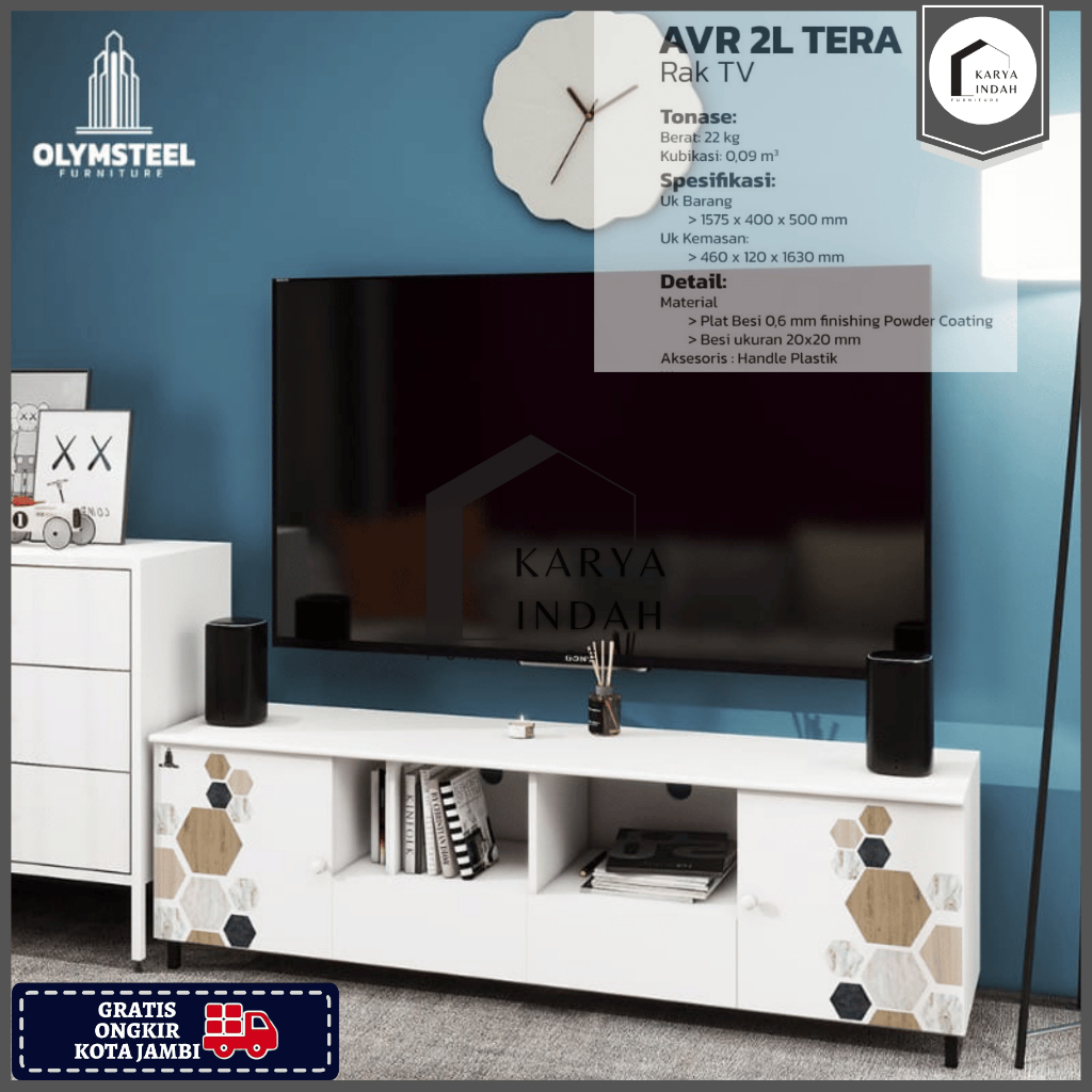Jual Rak TV BESI OLYMSTEEL OLYMPIC AVR 2L 160 Bufet Tempat TV Plat Seng ...