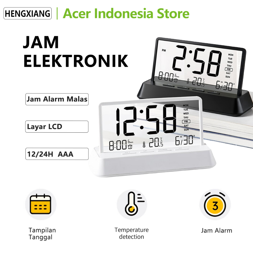 Jual HENGXIANG Jam Elektronik Lcd Desktop Asrama Samping Tempat Tidur ...