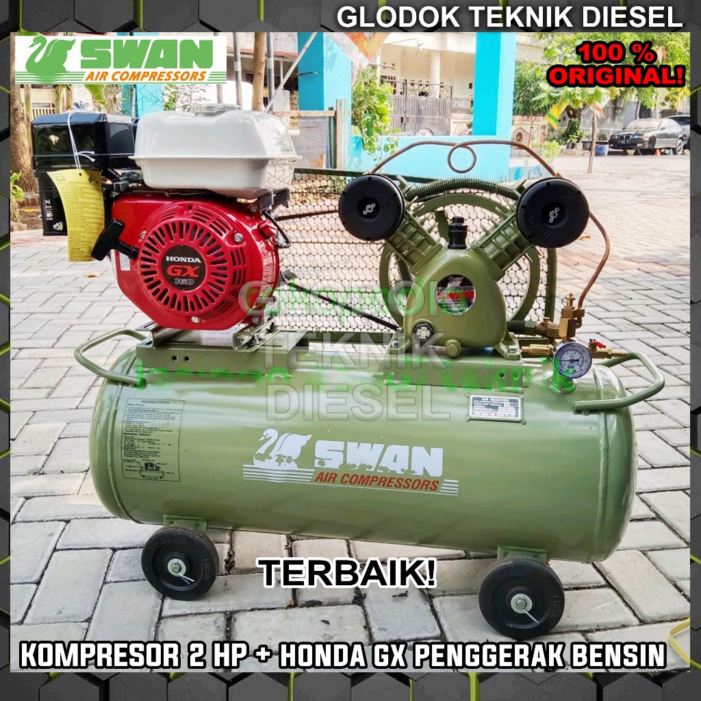 Jual SWAN Air Compressor 2 HP + GX Engine Bensin Kompresor Angin ...