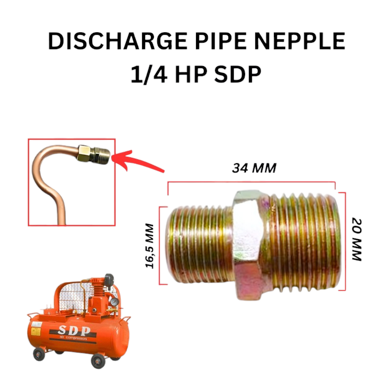 Jual Nipple Pipa Discharge Kompresor Angin 1/4 HP | Nepple 16.5 mm x 20 ...