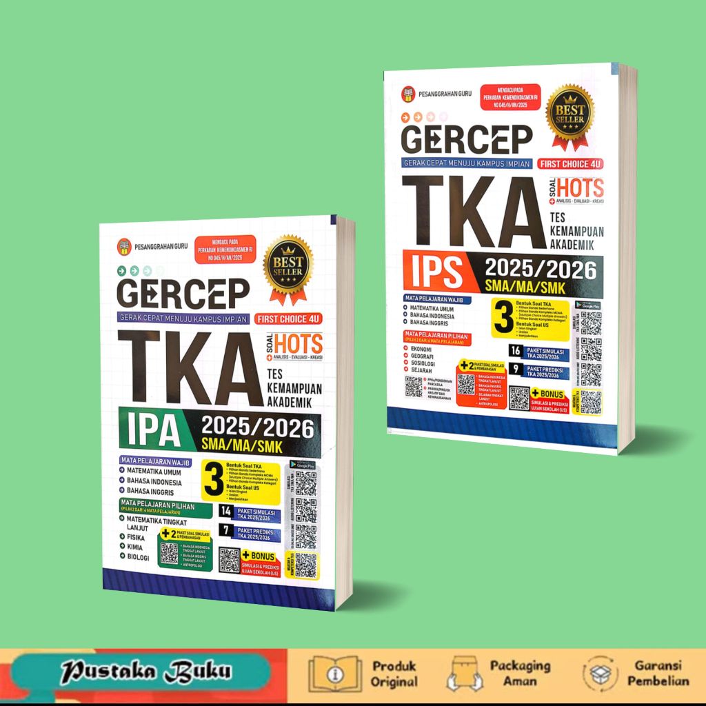 Jual Buku Gercep TKA IPA/IPS/Bahasa/Inggris/Indonesia/Matematika Wajib SMA/MA/SMK 2025/2026 ...