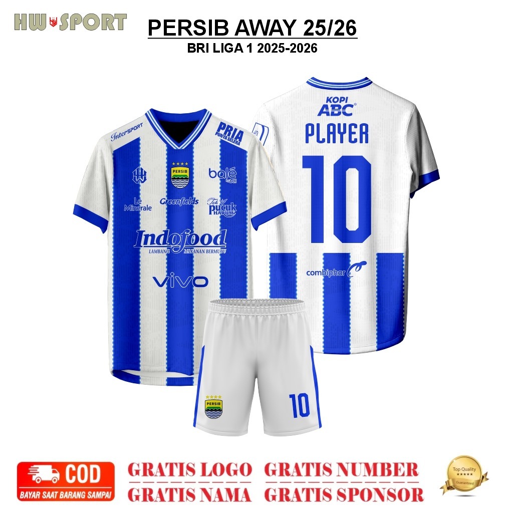 Jual Jersey PERSIB BANDUNG AWAY PUTIH - LIGA 1 Terbaru 2025-2026 Full ...