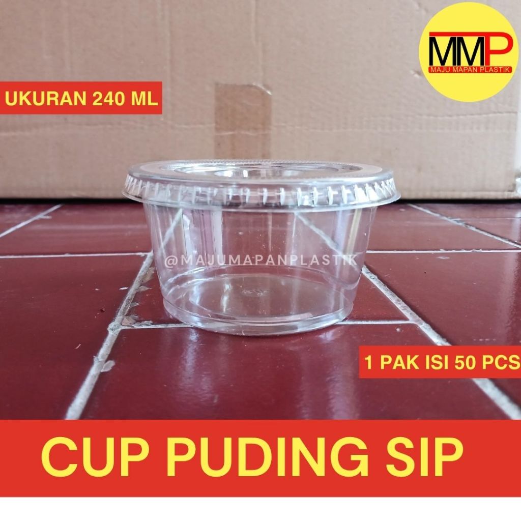 Jual [50PCS] Cup Puding SIP 240 ml / Cup Pudding Puyo+Tutup SIP 240ML ...