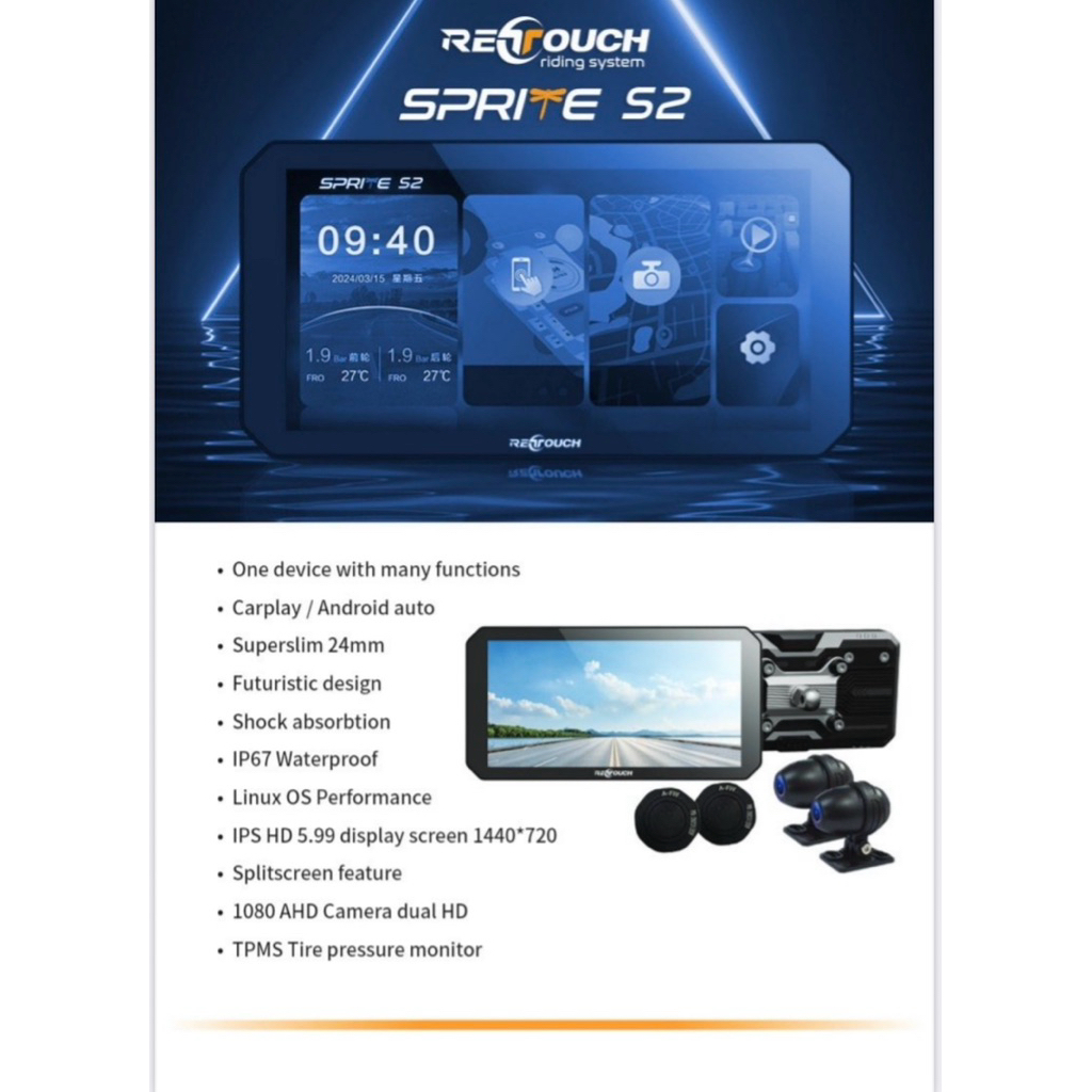 Jual RETOUCH SPRITE S1 S2 GPS Navigasi Dashcam Motor Android Auto ...