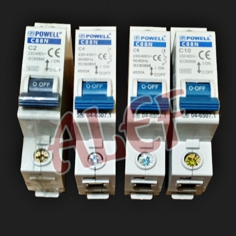 Jual mcb powell 2A 4A 6A 10A 1 phase c2 c4 c6 c10 2 4 6 10 ampere Powel ...