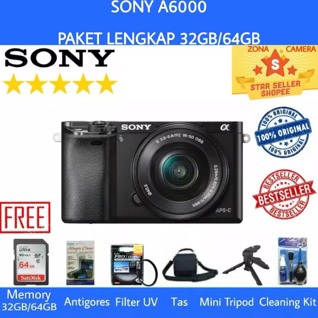 Jual SONY ALPHA A6000 / SONY A6000 KIT 16-50MM OSS WIFI - PAKET LENGKAP ...