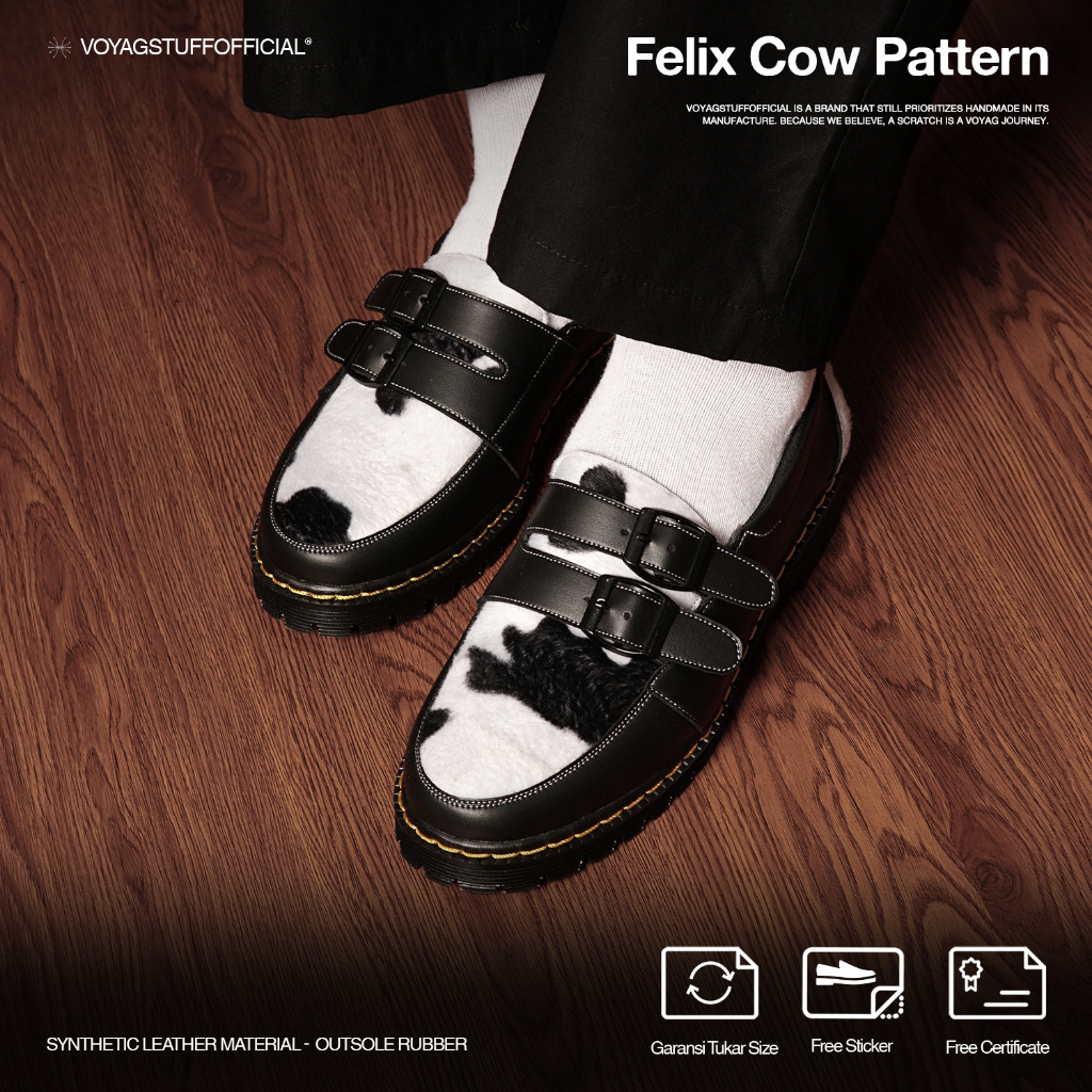 Jual Voyagstuffofficial - Felix Cow Pattern - Sepatu Penny Loafers Slip ...