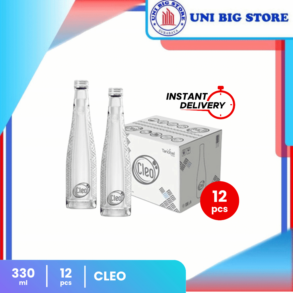 Jual Cleo Air Minum Glass Bottle 330 ml x 12 pcs DUS Botol Kaca ...