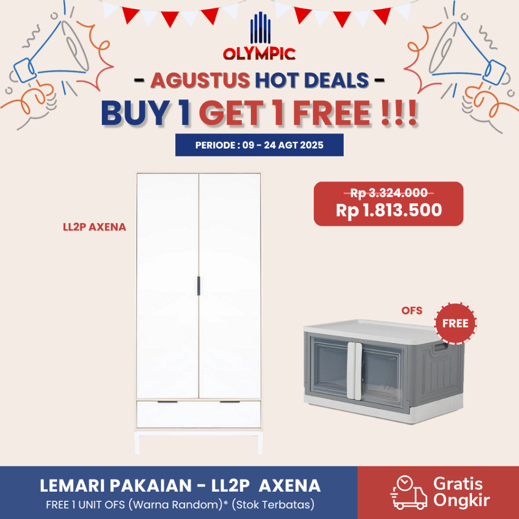 Jual Olympic Lemari Pakaian Rangka Besi / Lemari Baju 2 Pintu / LL2P AXENA | Shopee Indonesia