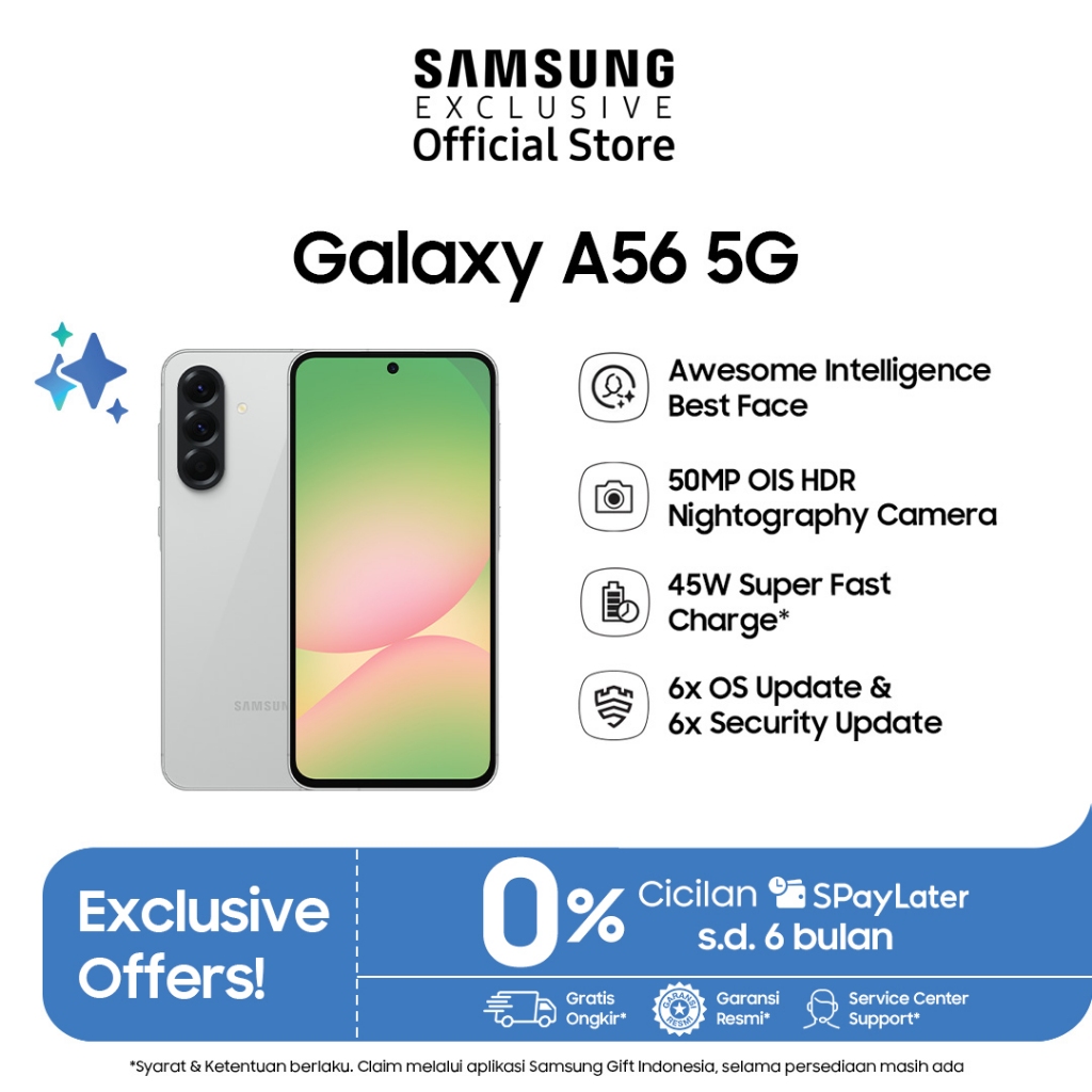 Jual Samsung Galaxy A56 5G 8/256GB - Awesome Light Gray | Galaxy AI ...