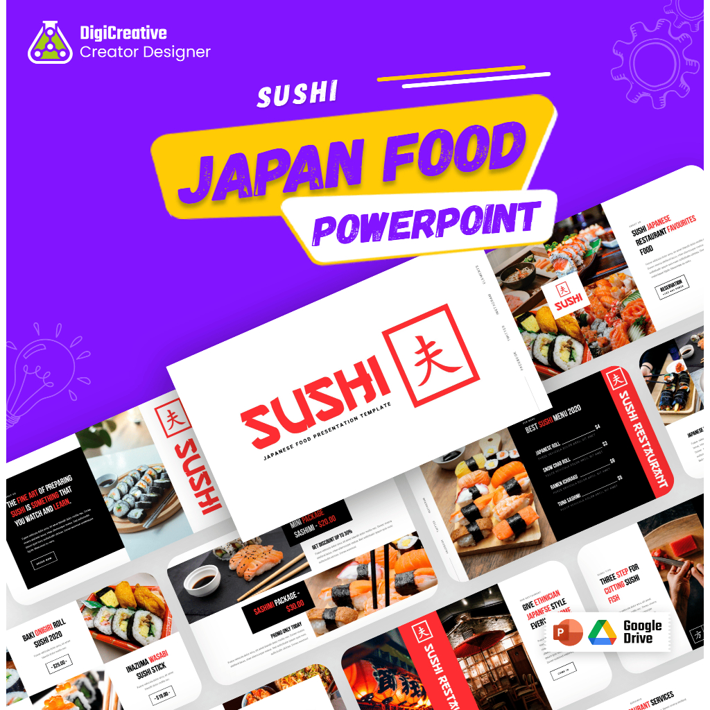 Jual Desain Template Powerpoint Tema Makanan Jepang | Shopee Indonesia