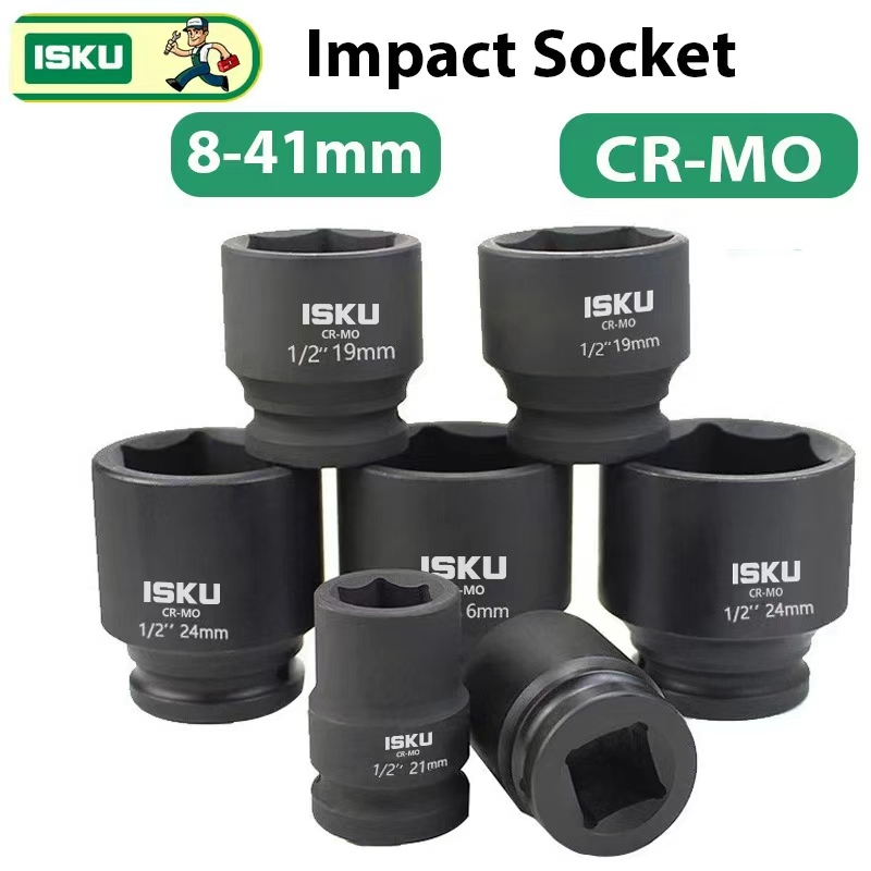 Jual ISKU Impact Socket 1/2'' Pendek Kunci Mata Sok Pukul 8-41mm Impact ...
